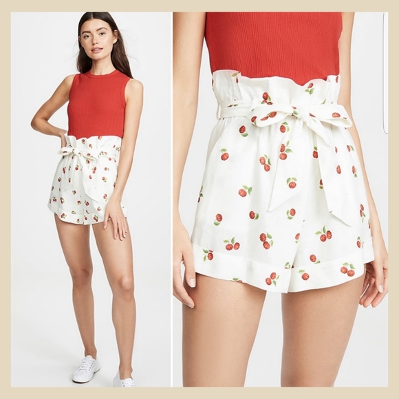FARM Rio | Shorts | Nwt Farm Rio Pitanga Cherry Print Linen Bag Shorts ...